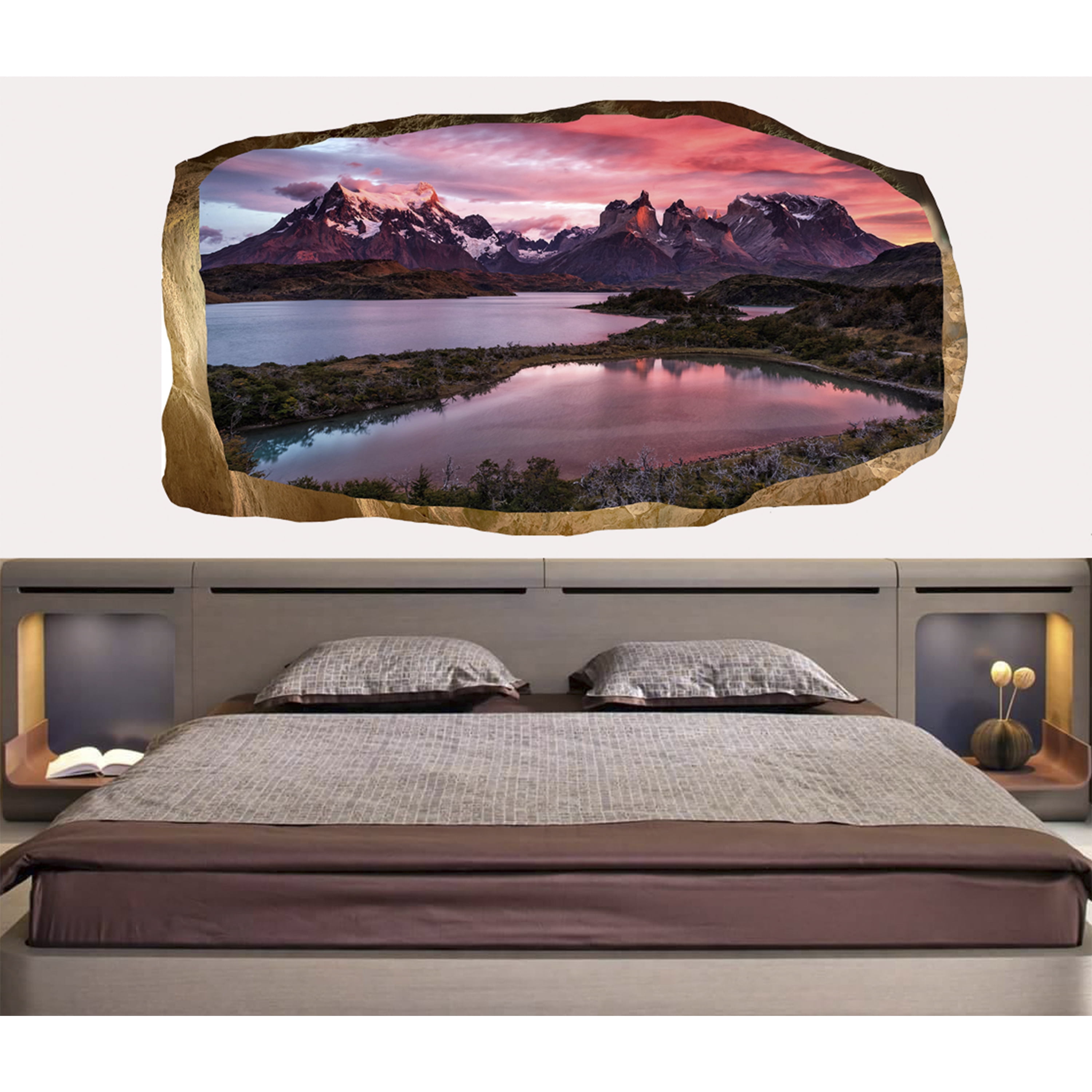 Startonight 3D Mural Wall Art Photo Decor Mountain Lake Amazing Dual ...