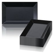 Party Source Black Rectangular Plastic Party Plate Serving Try 8.5x13.5 ...