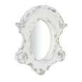 DecMode 35" x 43" White Carved Oval Wall Mirror with Arched Top and ...