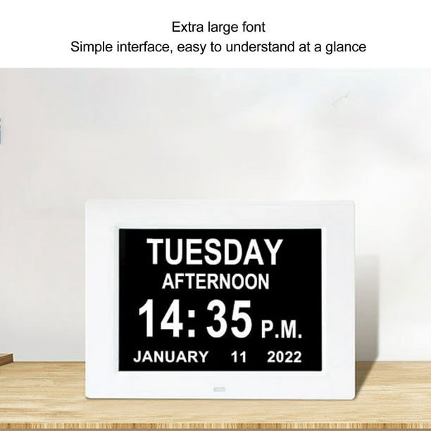 Digital Day Calendar Clock,8 Inch Digital Day Digital Calendar Alarm ...