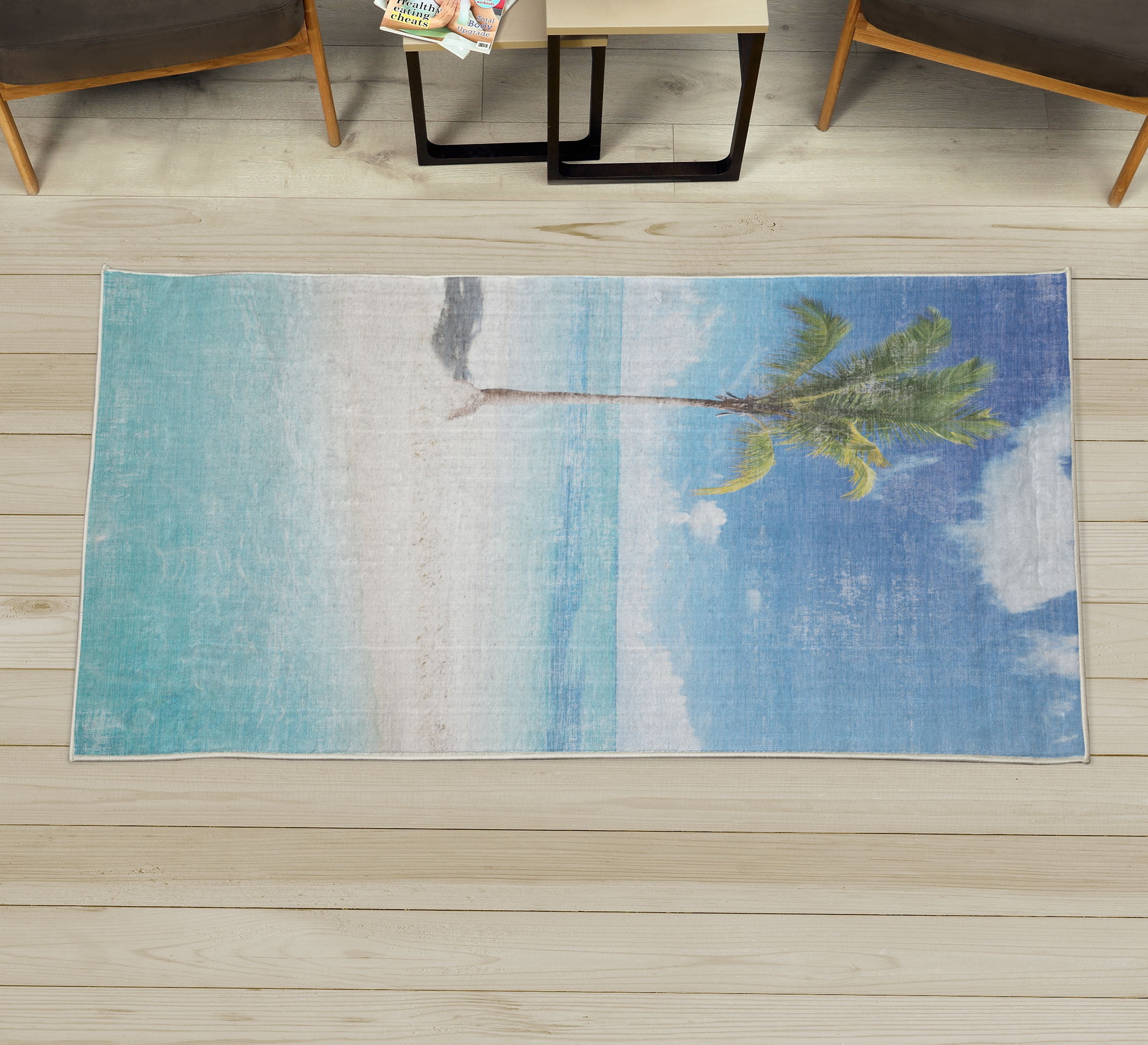 Ocean Decorative Rug, Idyllic Scenery Seashore Picture Sun Rays View ...