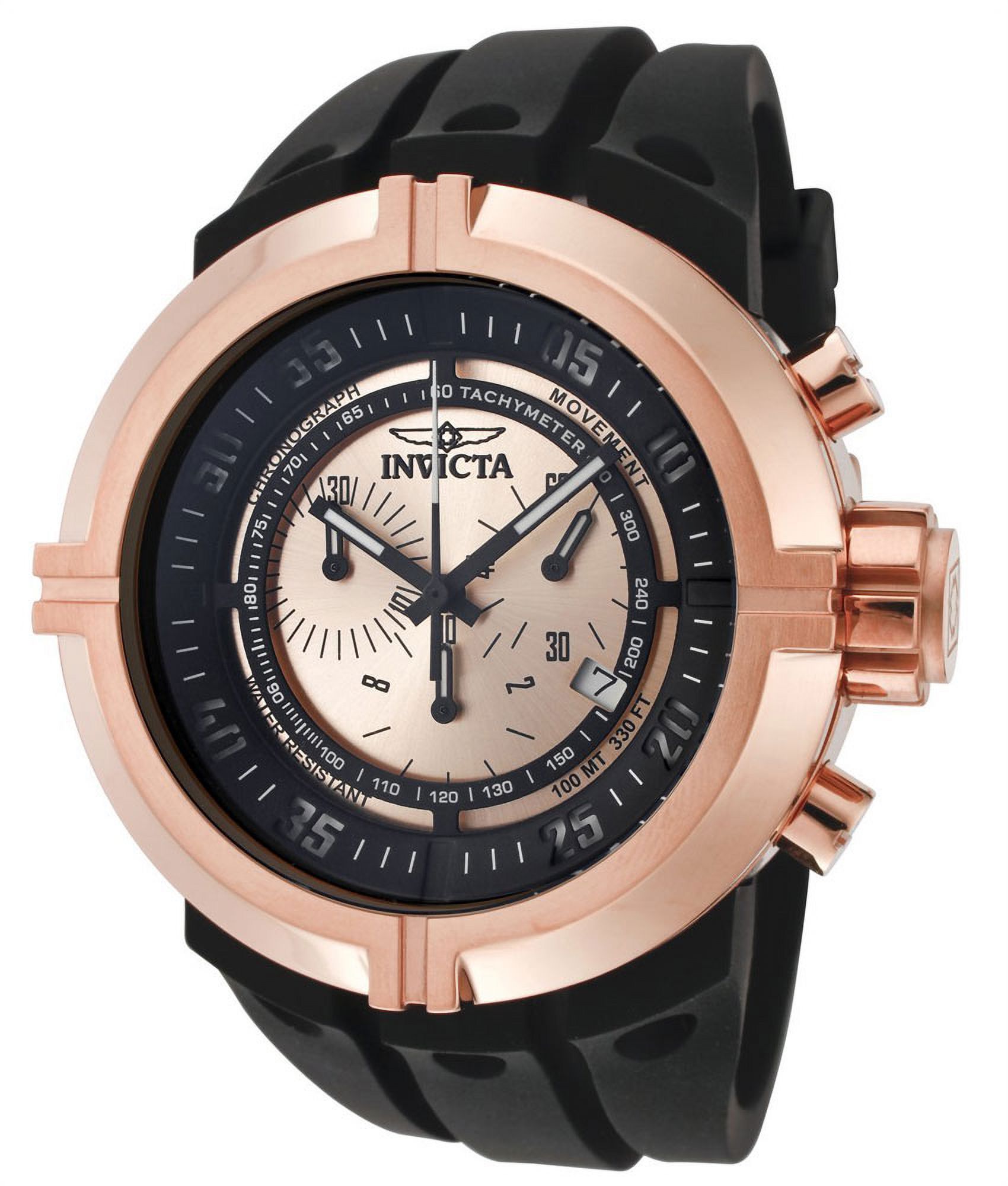 Invicta Men's 0849 Chronograph Rose Gold Rubber Strap Watch - Walmart.com