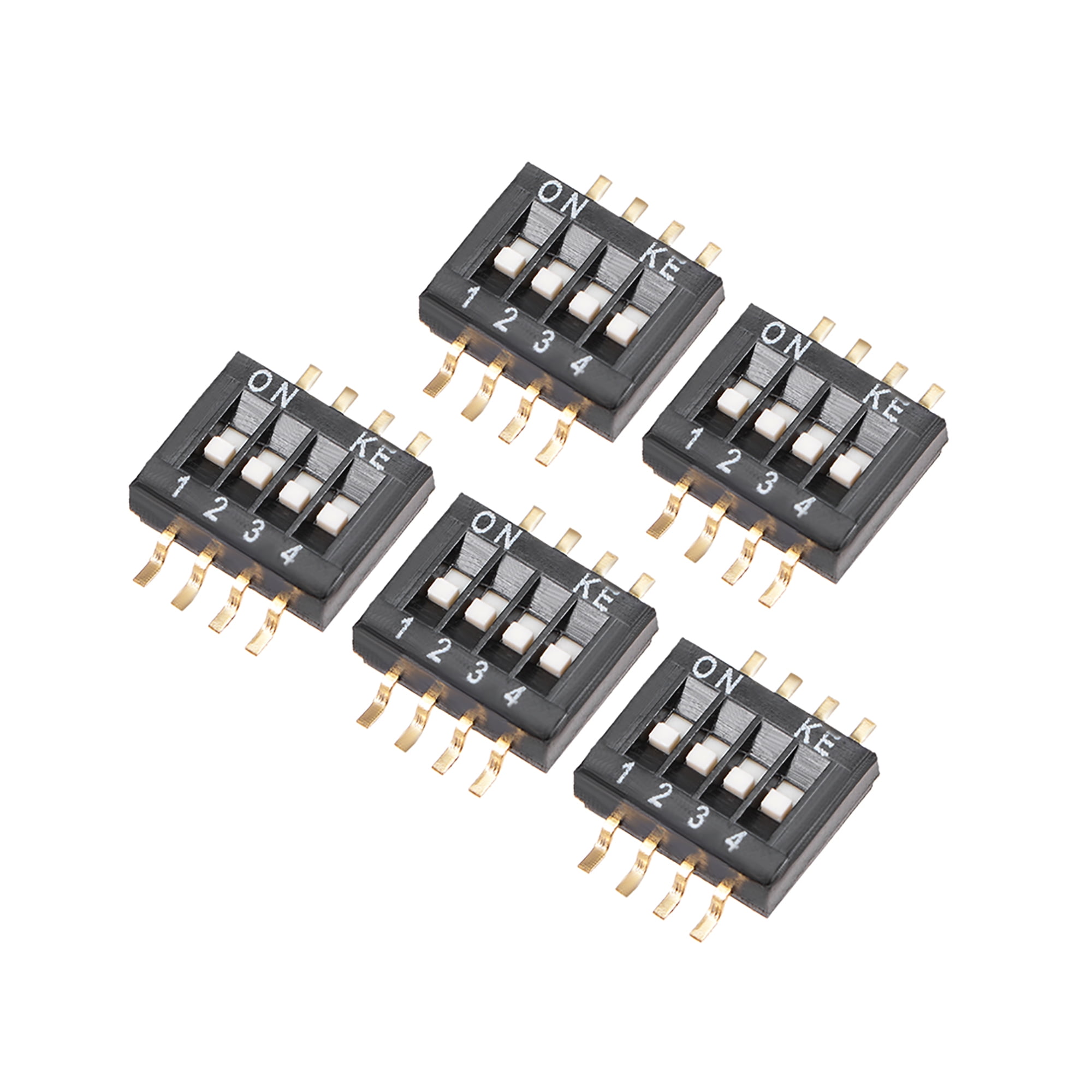 5Pcs Black Surface Mounted Devices DIP Switch 1-4 Positions 1.27mm ...