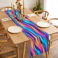 Abstract Gradient Art Cotton Linen Table Runner Blue Purple Yellow ...