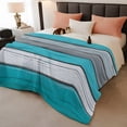 Blue Grey Stripes Throw Blanket for Couch Vintage Coastal Style Wood ...