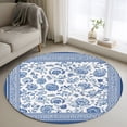 Blue Floral Round Rug 3ft Washable Circle Entryway Rugs Non Slip ...