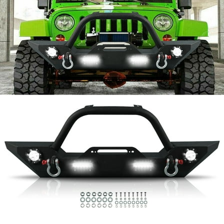 CCIYU Front Bumper With Winch Plate LED Light Fits For 2007-2018 for ...