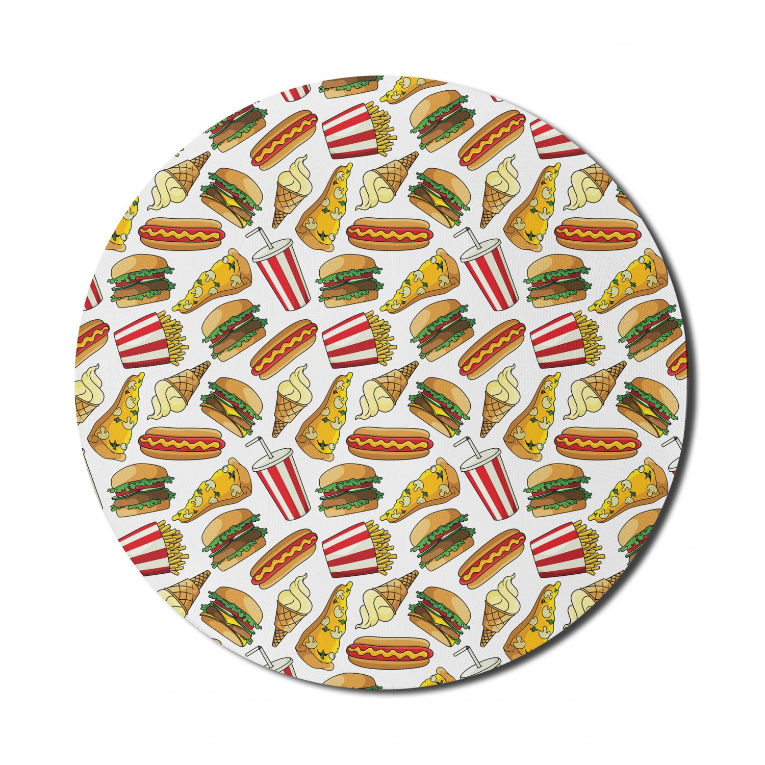 Food Mouse Pad for Computers, Fun Fast Food Cartoon Hot Dog Hamburger ...