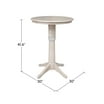 30" x 30" Solid Wood Round Pedestal Dining Table in Washed Gray Taupe ...