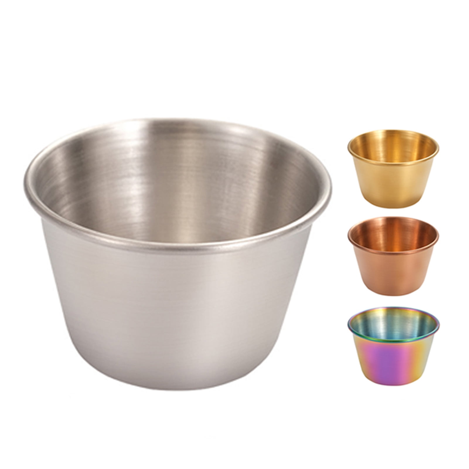 4.5 oz Stainless Steel Sauce Cup - Polished Stackable Sauce Dish One ...