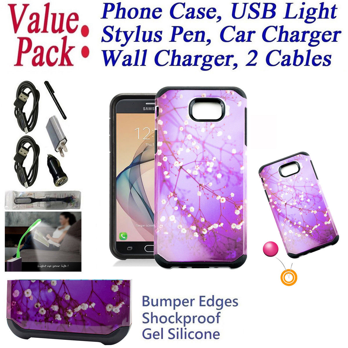 Value Pack + for 5" Samsung Galaxy J5 Prime On5 2016 Case Hybrid Phone ...