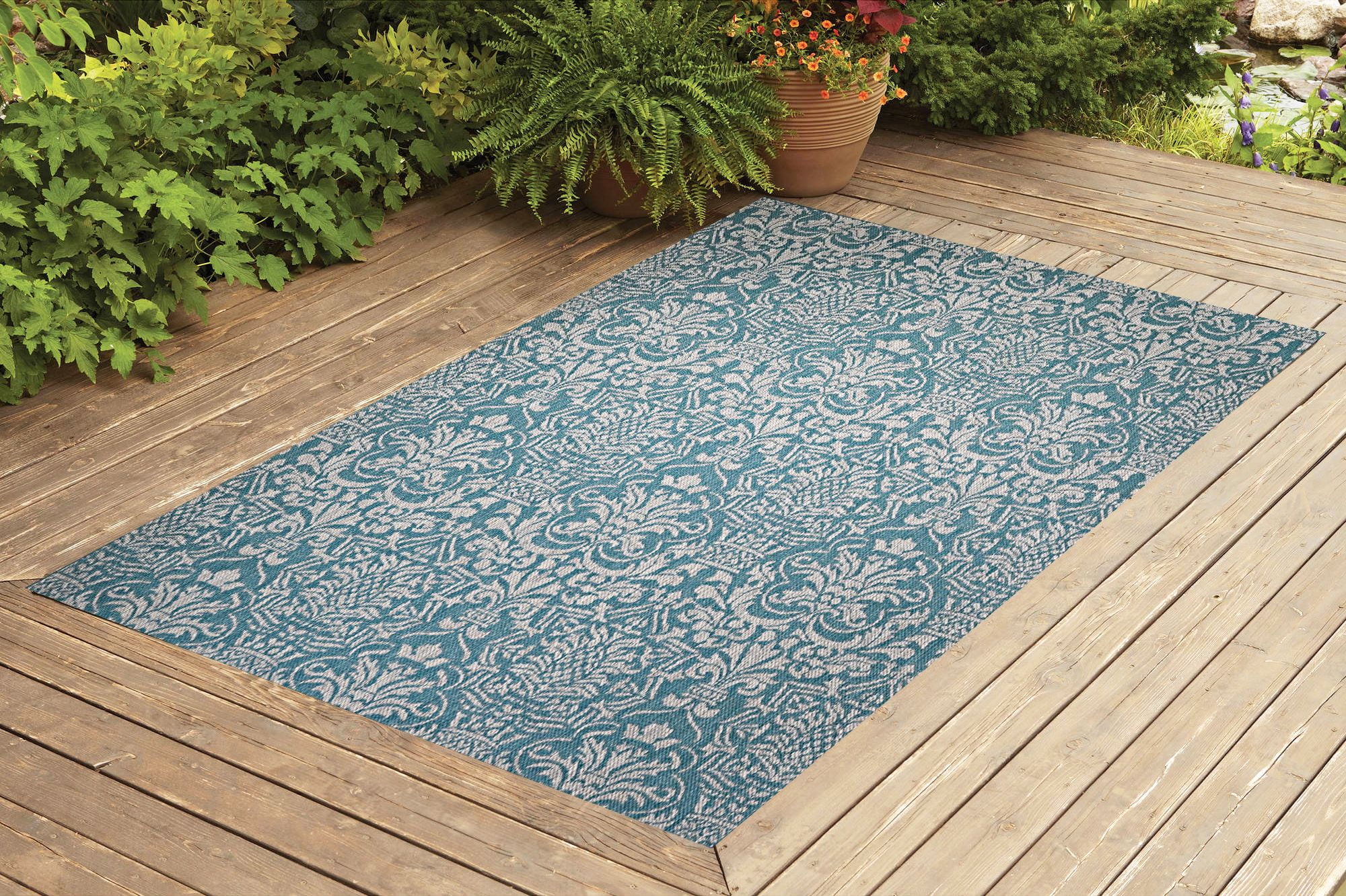 Benissimo Indoor / Outdoor Sisal Area Rug "Flower G" Collection Non ...