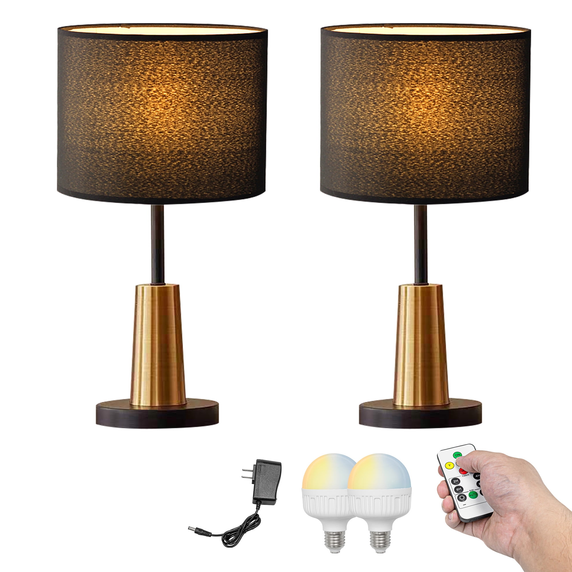 Kiven Modern Rechargeable Table Lamp, Dimmable Desk Lamp with Fabric ...