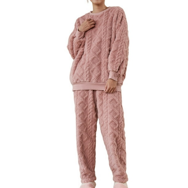 Homgro Women's Plush Pajama Set Winter Warm Soft 2 Piece Long Sleeve ...
