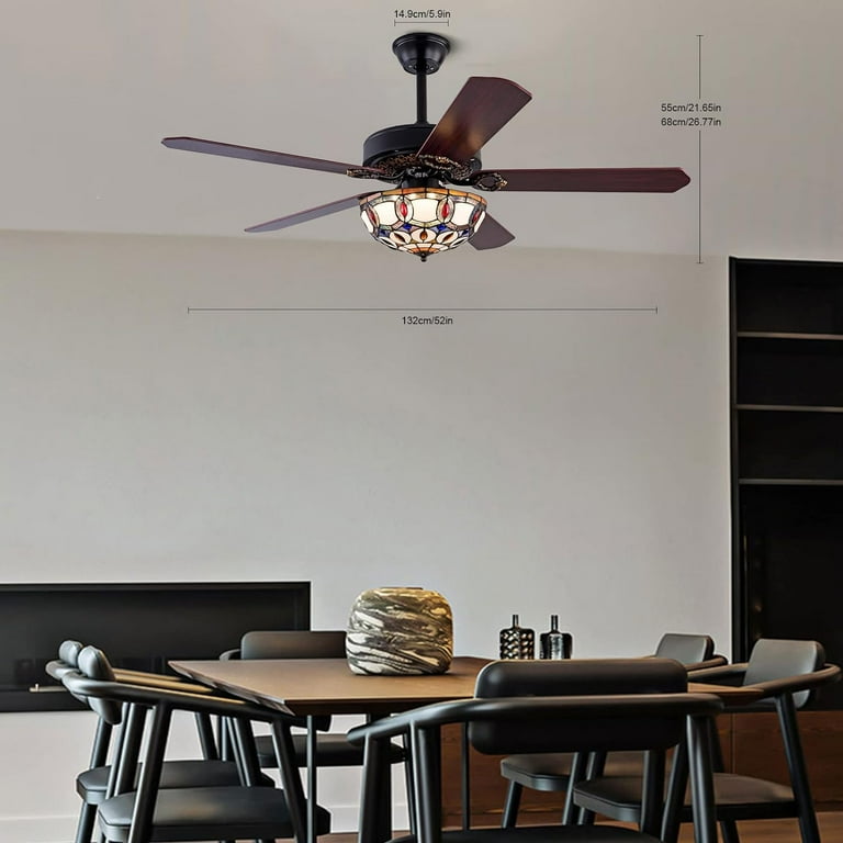 Tiffany Style Ceiling Fan Shades Copper Grove Guasipati 52 Inch Magna