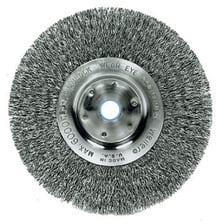 Weiler Narrow Face Crimped Wire Wheel, 8 in D x 3/4 W, .006 Stainless ...