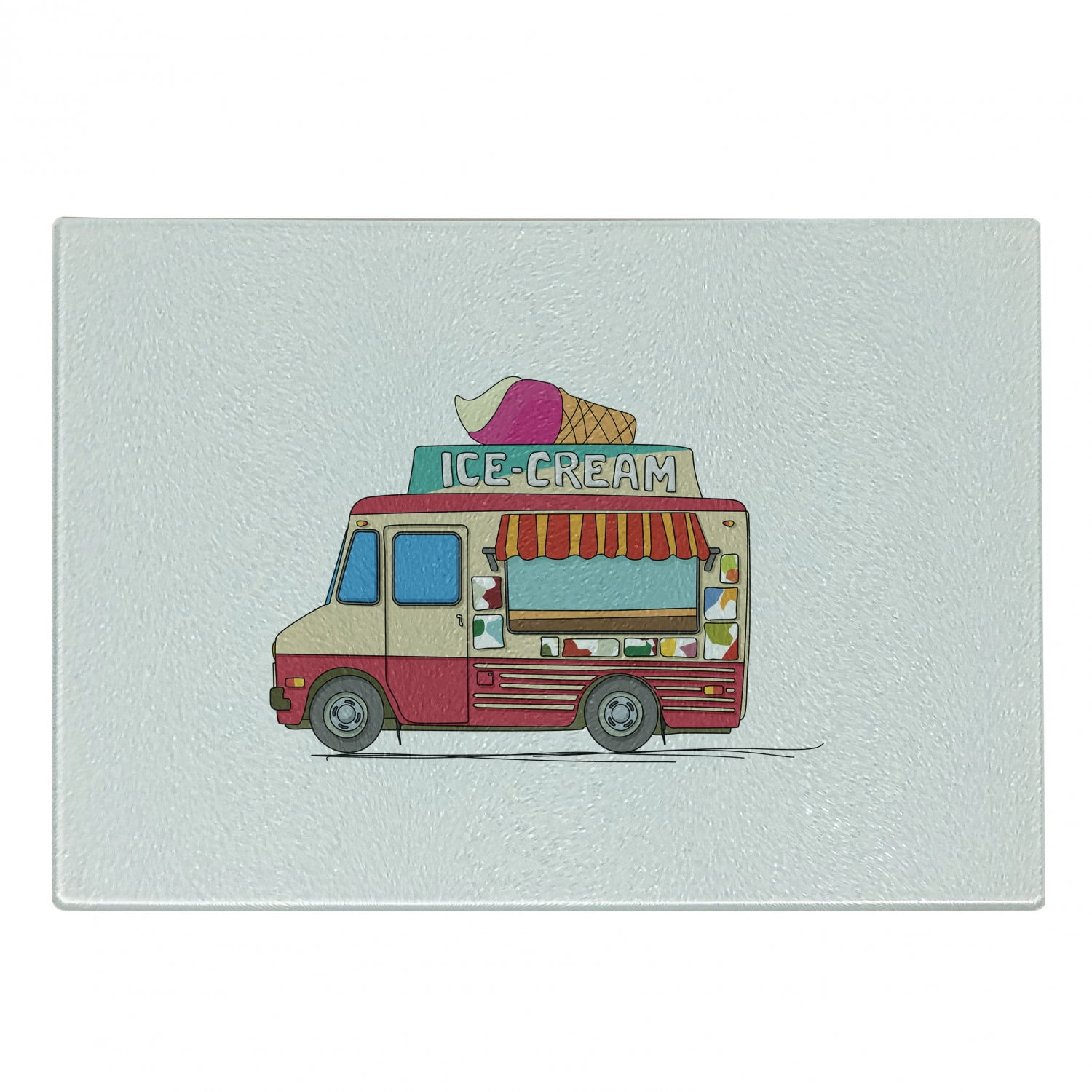 Truck Cutting Board, Ice Cream Truck Colorful Illustration Business ...