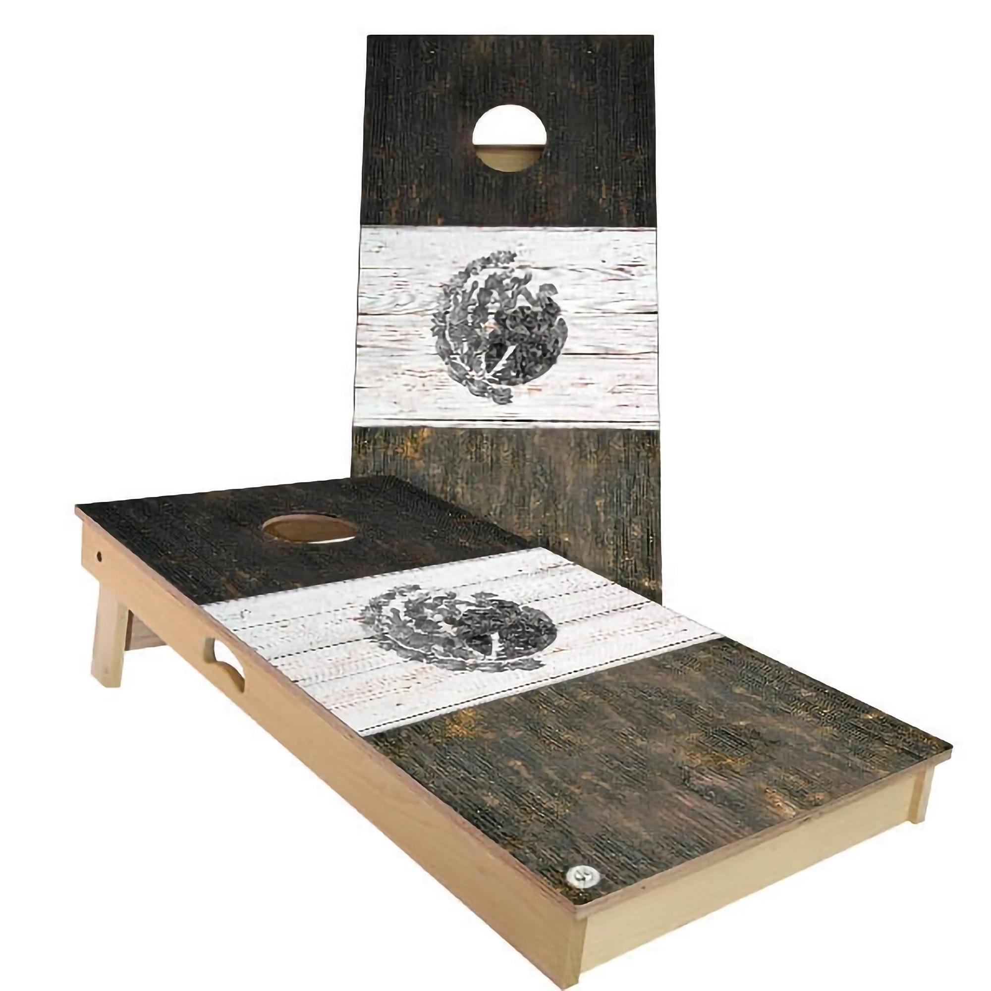 Skip's Garage Mexico Flag Rustic Solid Wood Cornhole Board Set ...