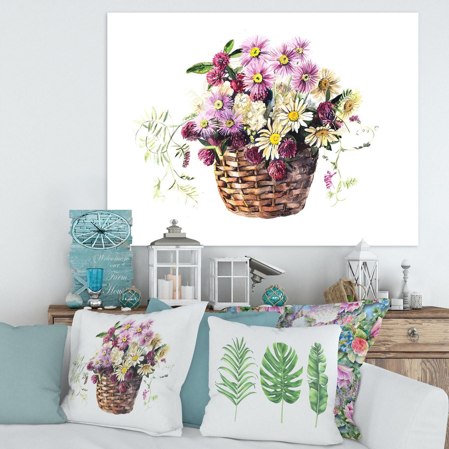 Click here for Designart Bouquet From Meadow Flowers In The Baske... prices