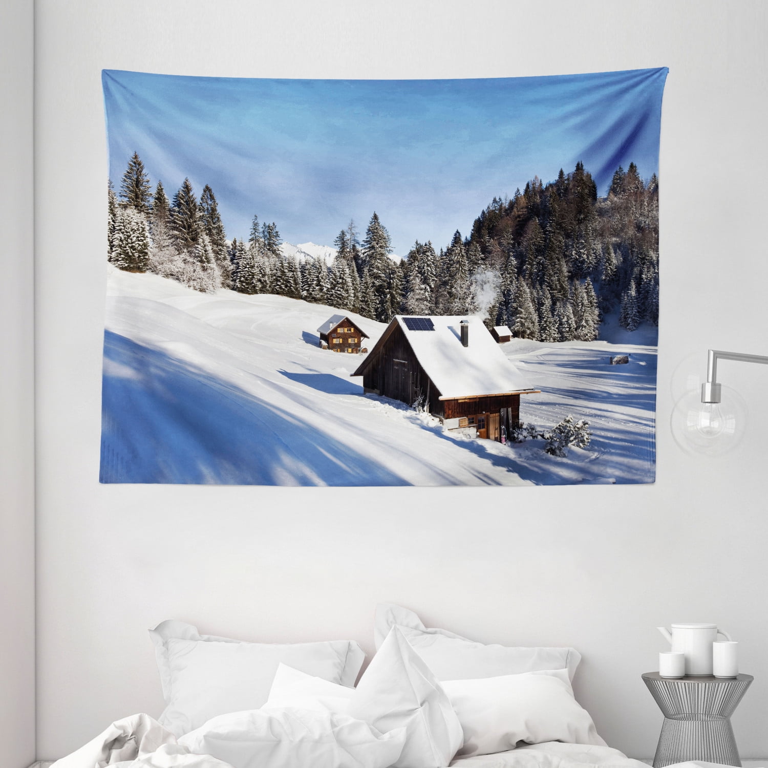 Winter Tapestry, Log Cabins in the Mountains Sunny Winter Day Rural ...