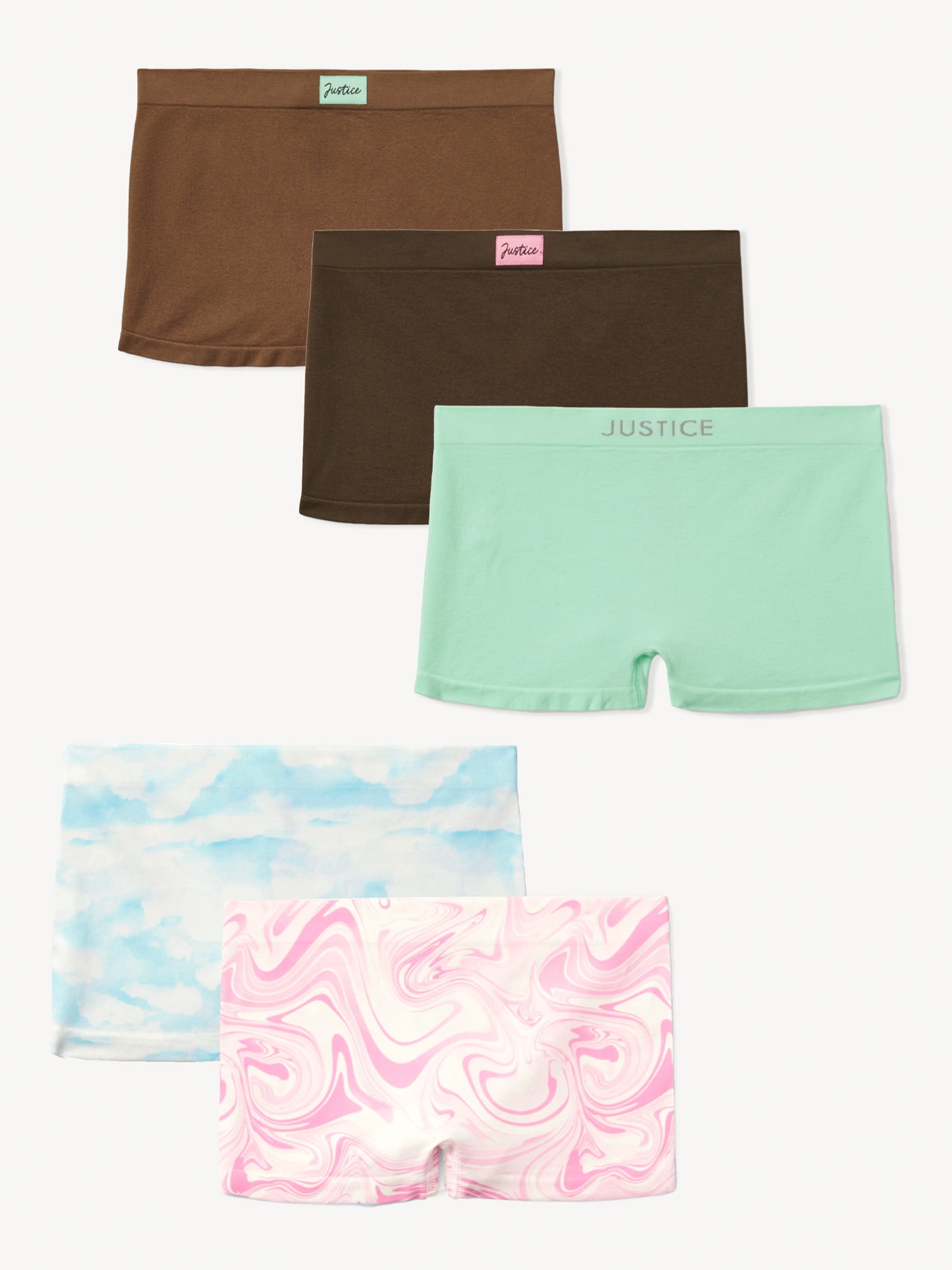 Justice Girls "Shades Collection" Shortie Undies, 5-Pack, Sizes 6-16 ...