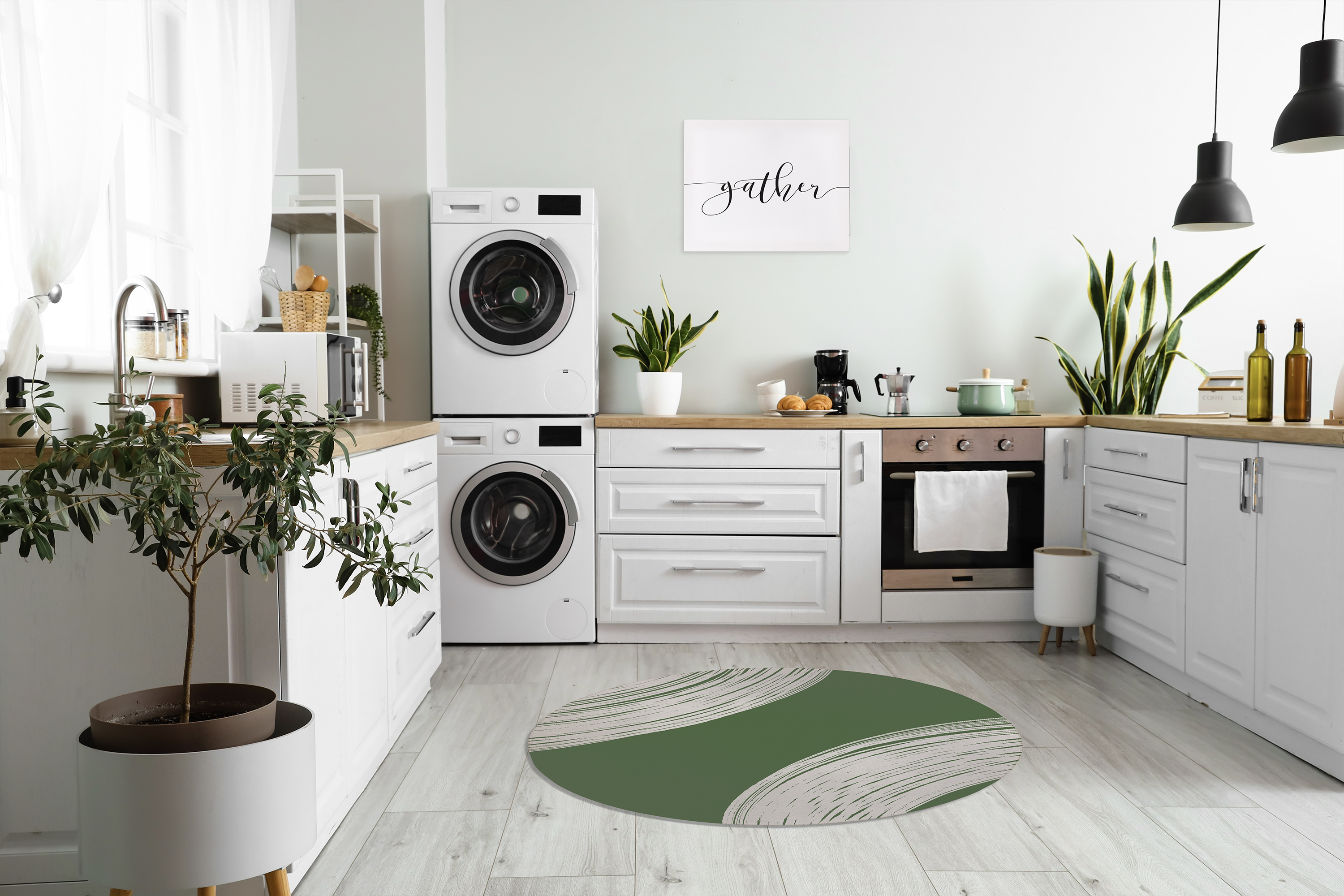 ARCHES GRASS GREEN Kitchen Mat By Kavka Designs - Walmart.com