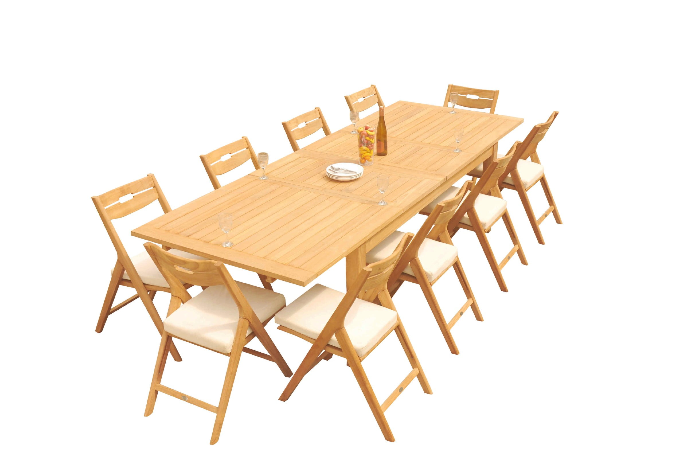 Grade-A Teak Dining Set: 10 Seater 11 Pc: 122" Atnas Rectangle Table ...