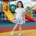 Blue Ink Flower on White Background Girls' Skirts A-Line Skirts with ...