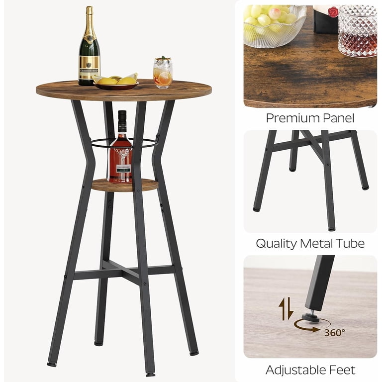 Round High Table 2-Tier Round Bar Table - 36.6 Inch High Top Pub Table ...