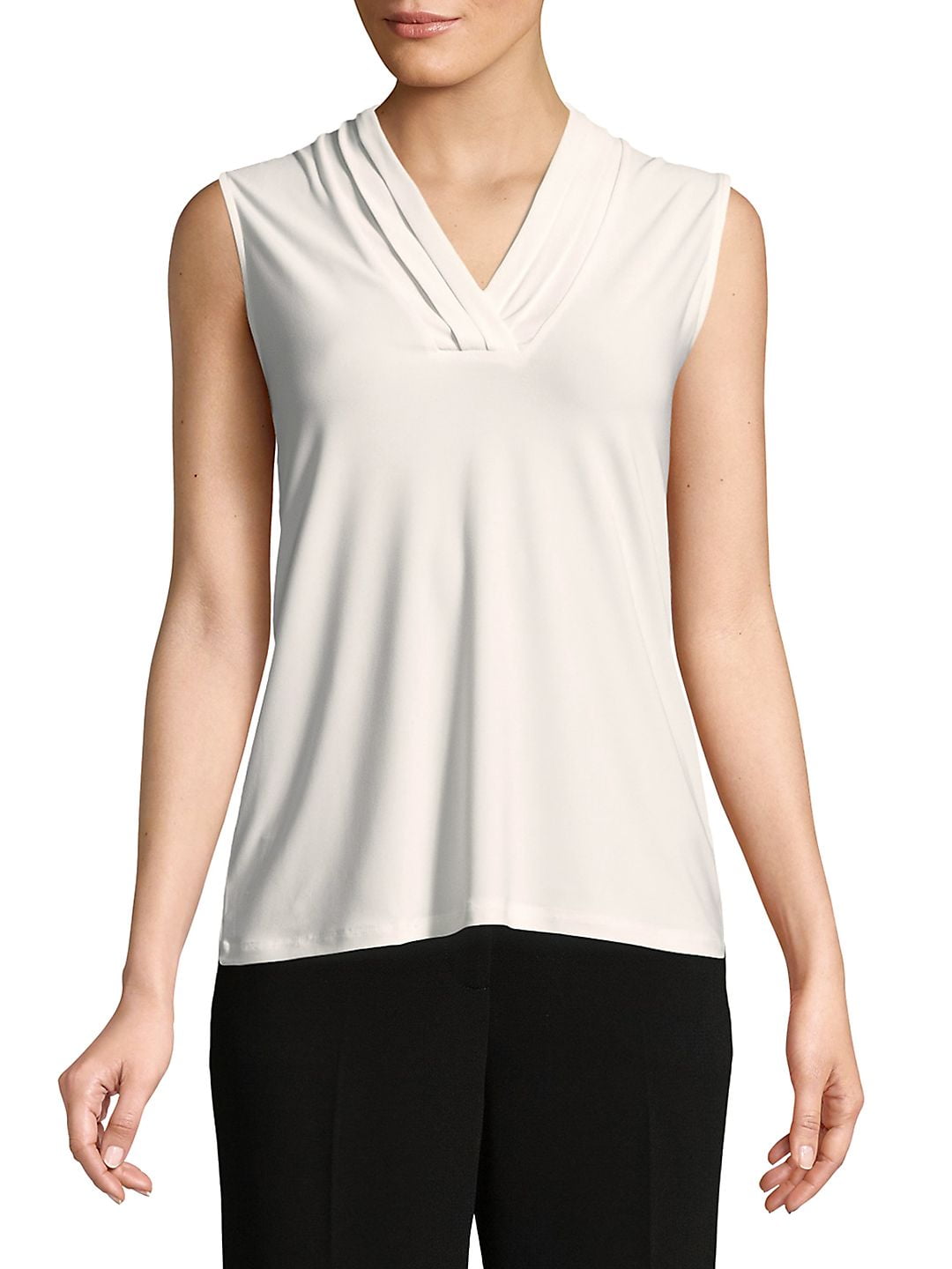 Pleated V-Neck Shell Top - Walmart.com