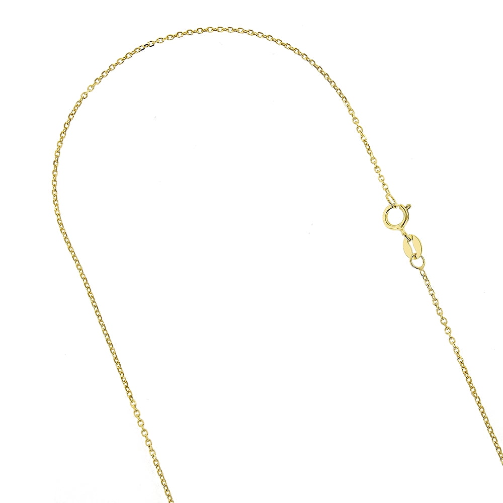 10K Solid Yellow Gold 0.5mm Wide Round Cable Link Chain 18 Necklace ...