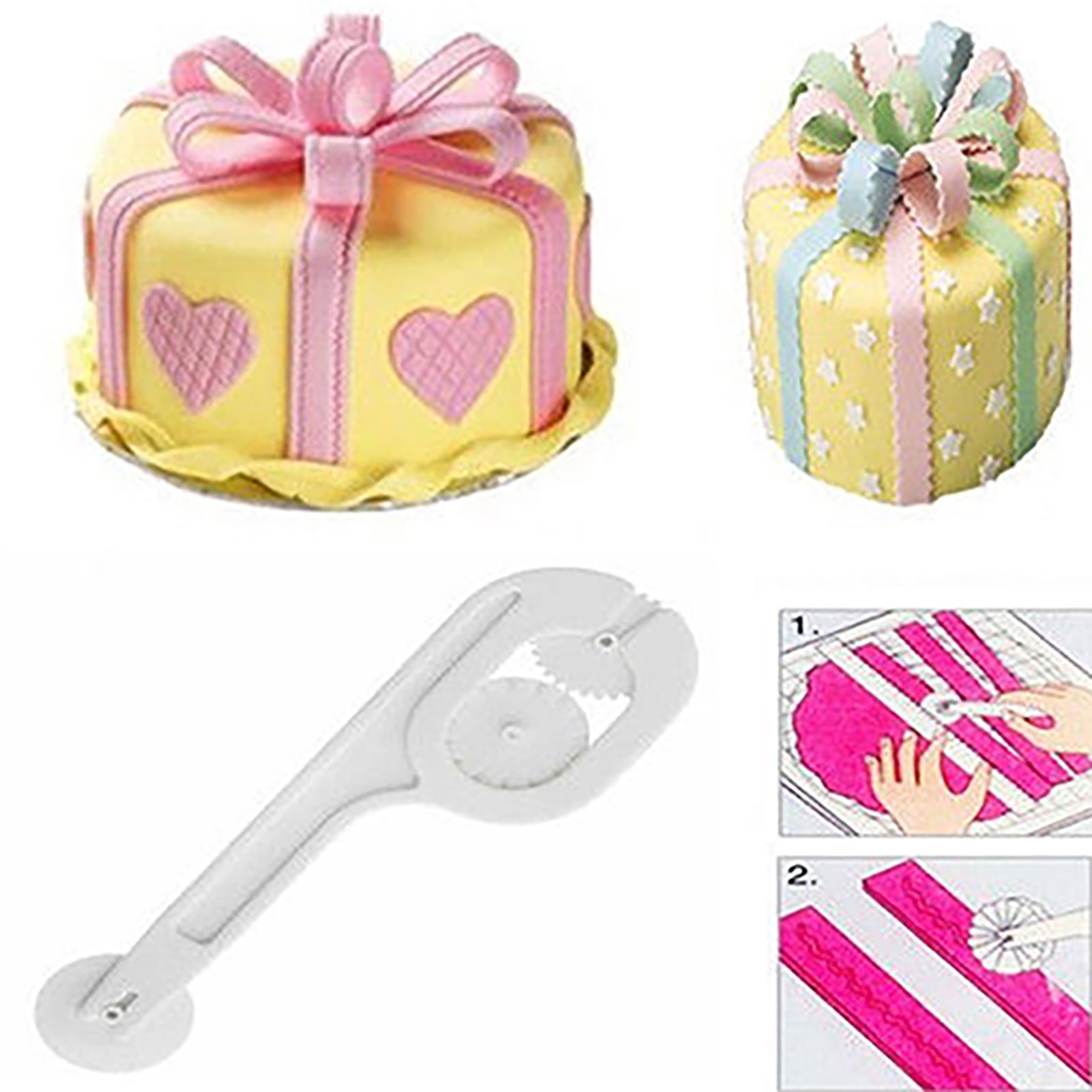 Fondant Cutter & Embosser, Food Grade Plastic,Cake Embosser Decorating ...