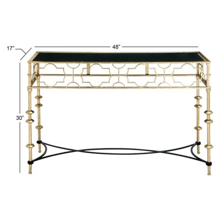 Decmode Modern Iron and Glass Geometric Lattice Console Table, Gold ...