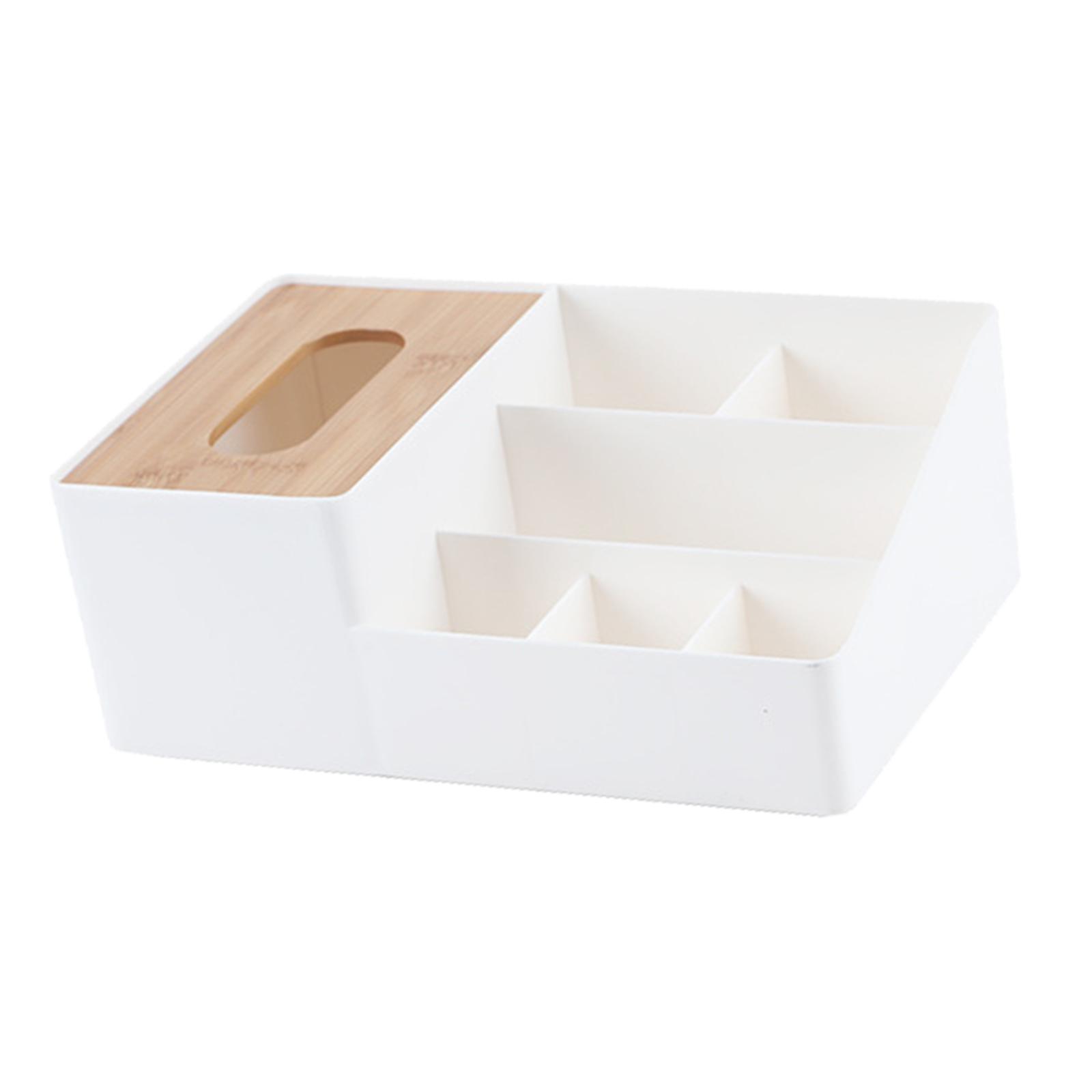 Small Desk Storage Box with Compartments Tissue Storage Box for Office ...