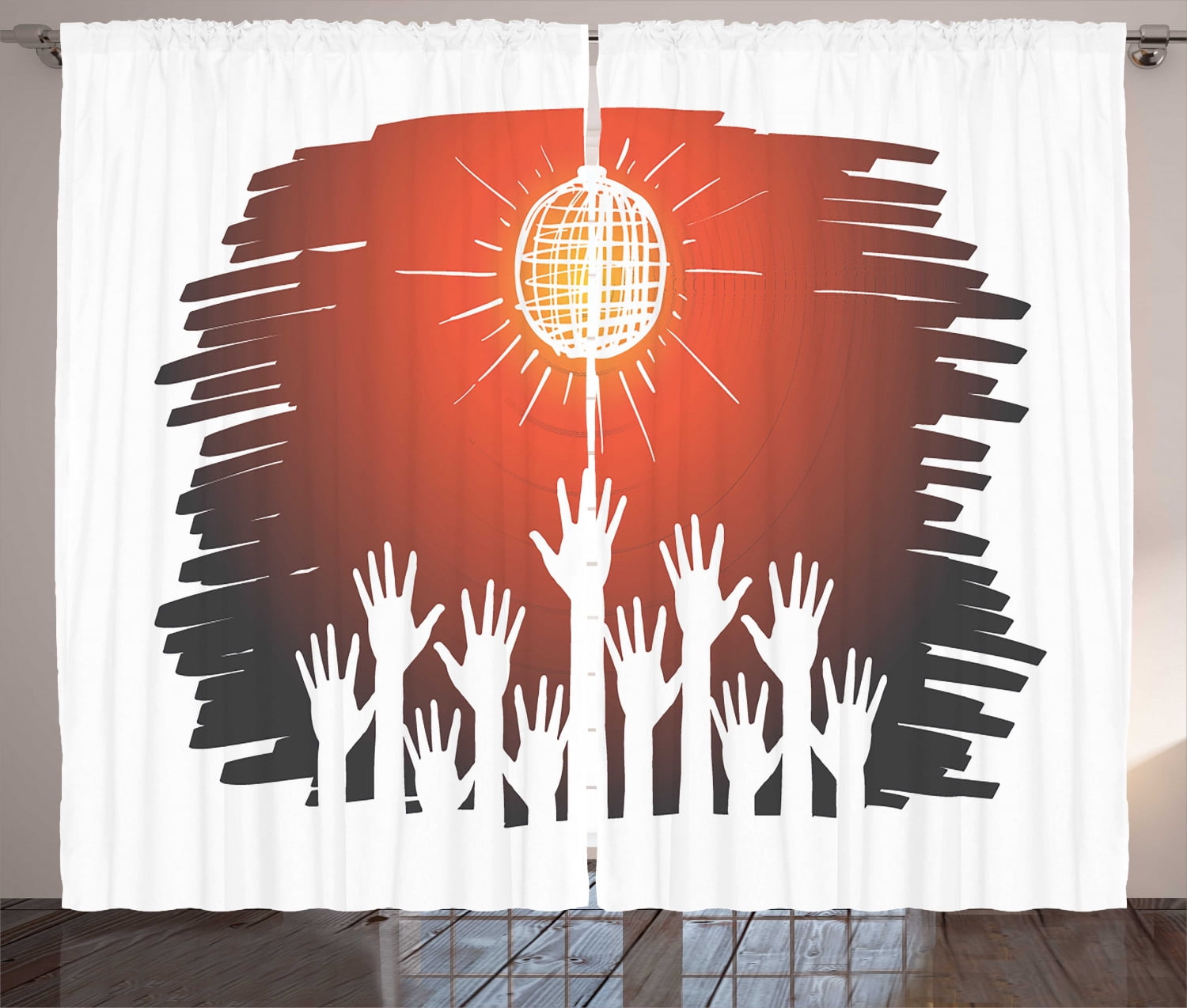 Rave Curtains 2 Panels Set, Party Night Club Fun Concept Sketched with ...