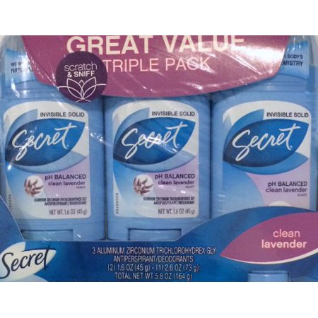 Secret Antiperspirant/Deodorant, Invisible Solid, Clean Lavender Scent ...