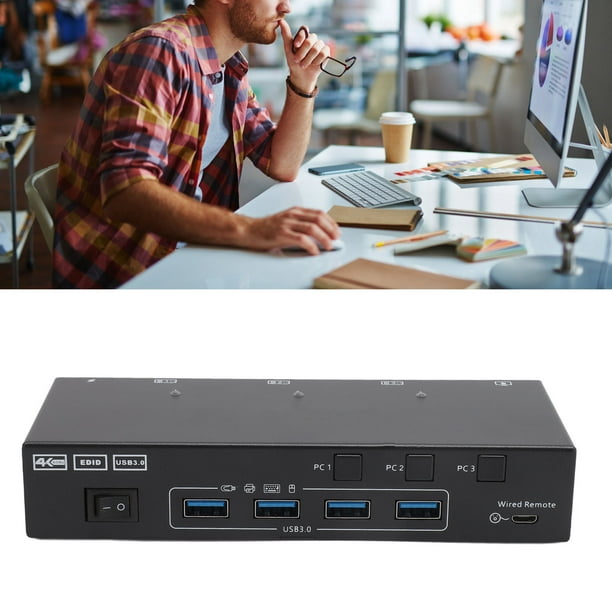 USB3.0 HD Multimedia Interface KVM Switch - 3 Computers to Share 2 ...
