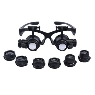 25X Headband Magnifier Double Eyes Glass Jeweler Loupe with 2 LED ...