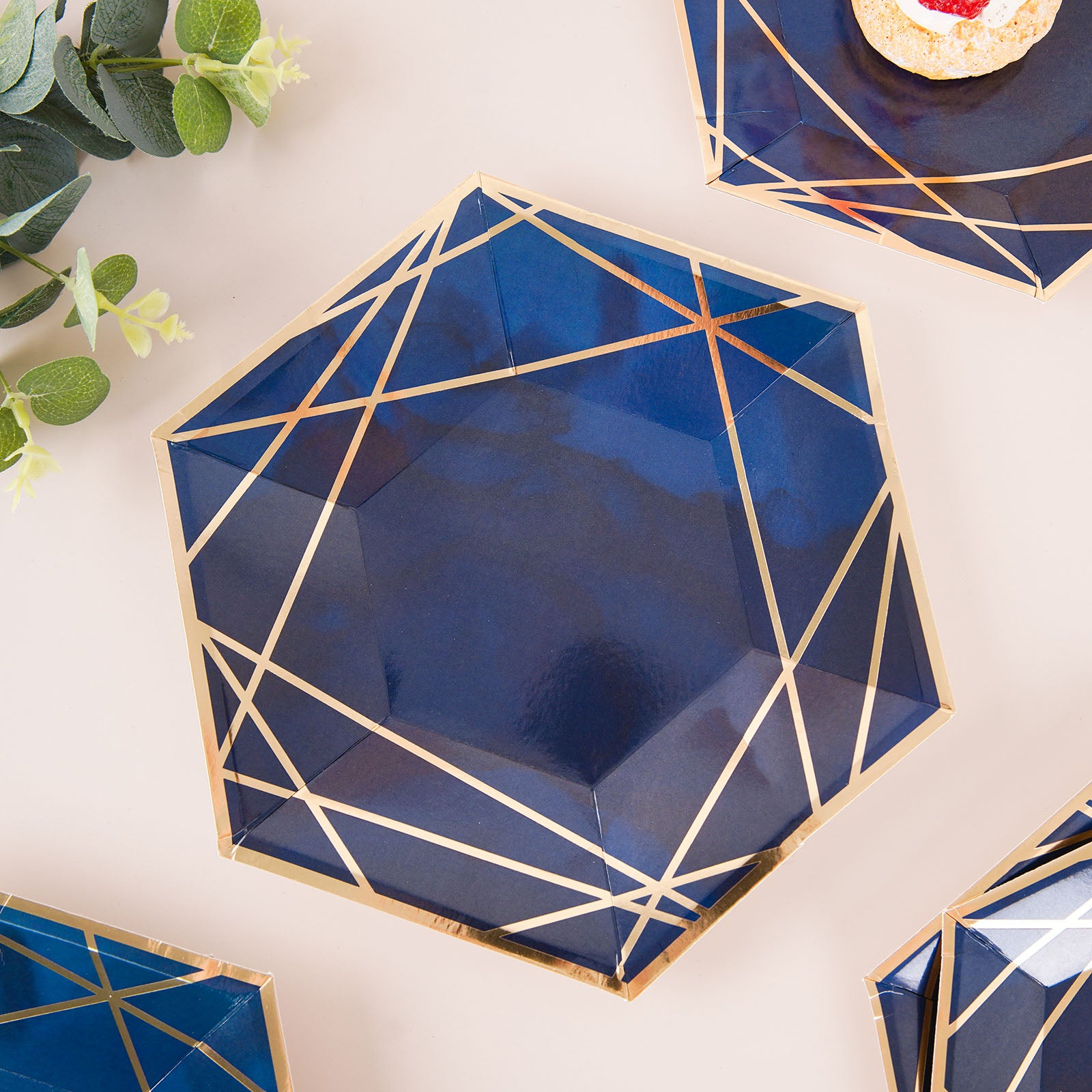 Efavormart 25 Pack | 9" Navy/Gold Hexagon Dinner Paper Plates ...