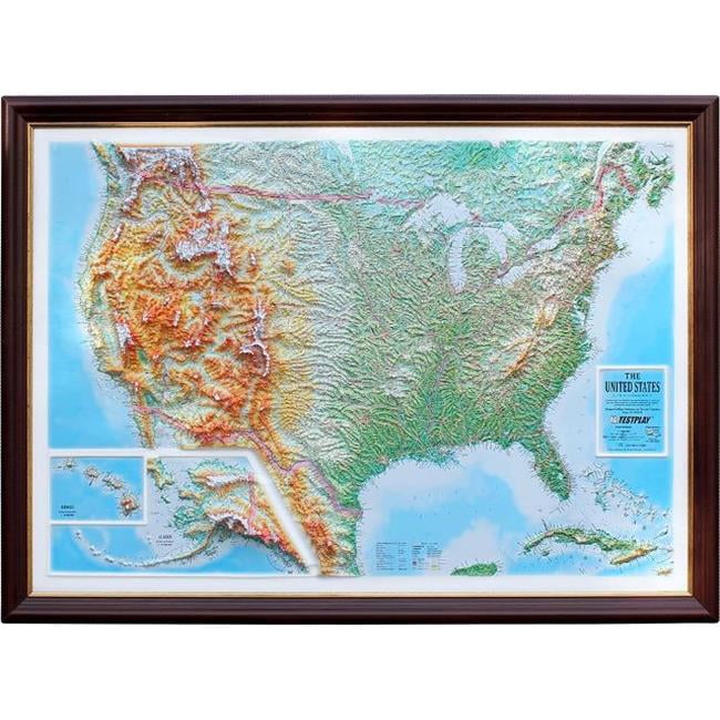 Raised Relief Base Map Of United States - Walmart.com