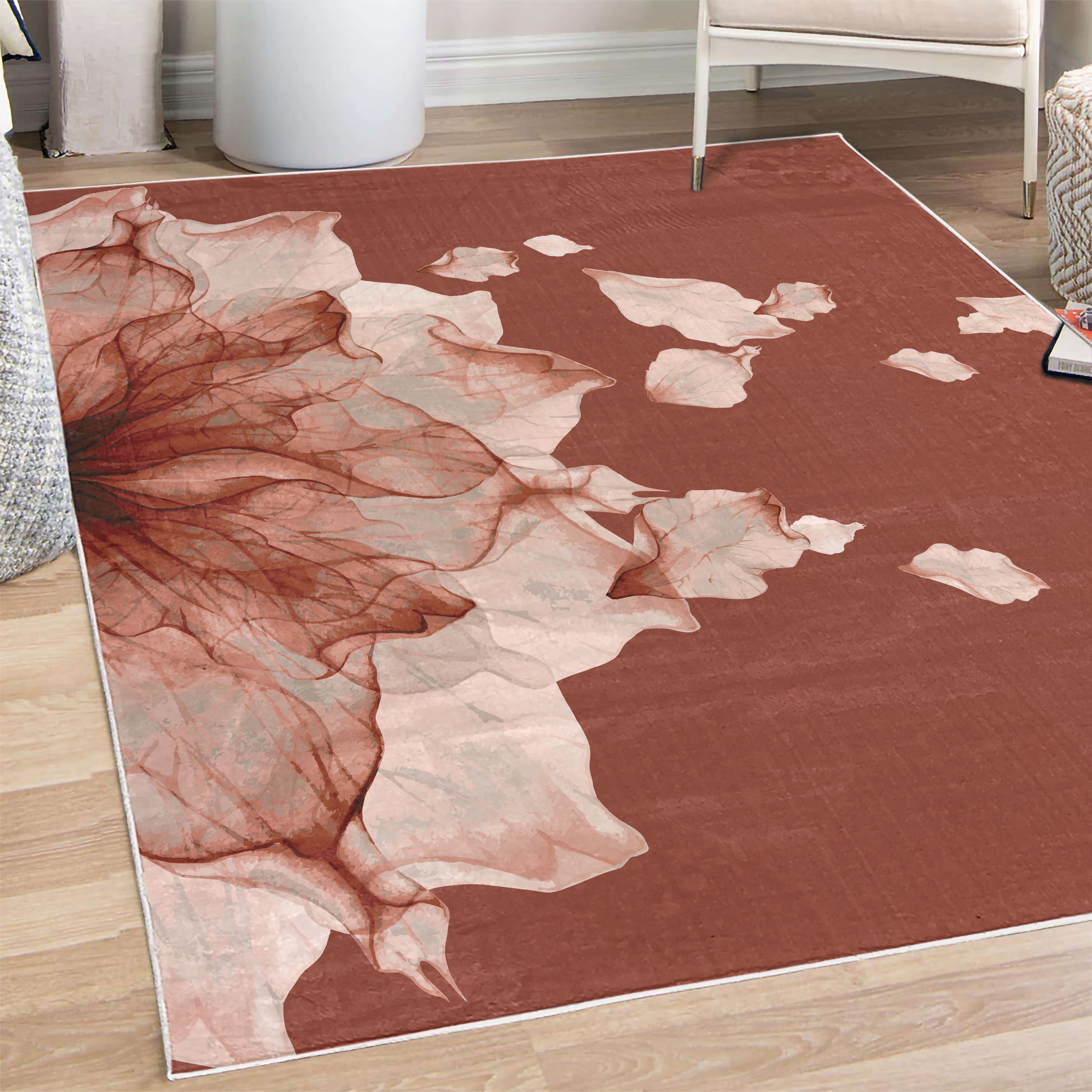 Flower Decorative Rug, Abstract Themed Modern Futuristic Image with ...