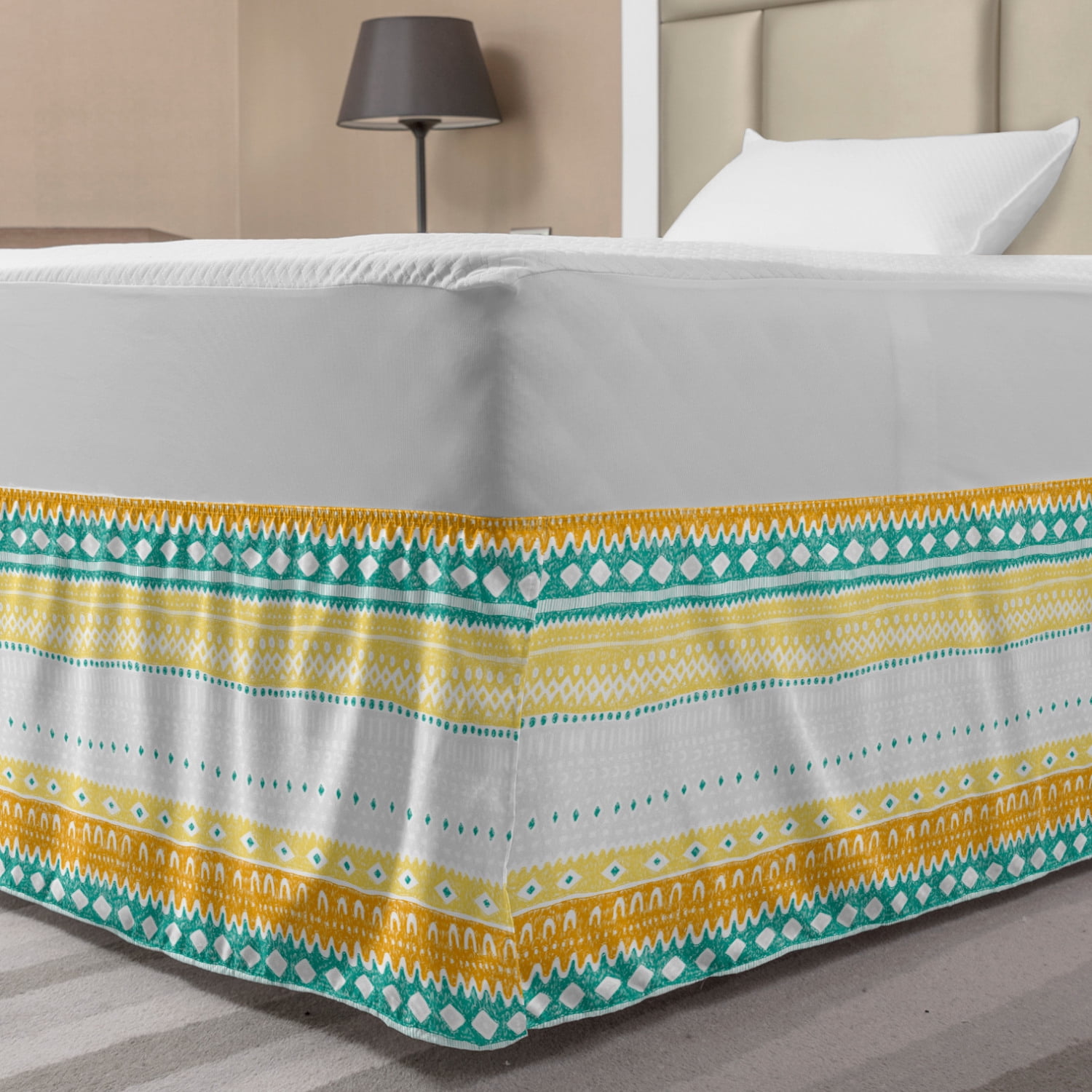 Pastel Bed Skirt, Hand Drawing Sketch of Motifs in Grunge Pattern ...