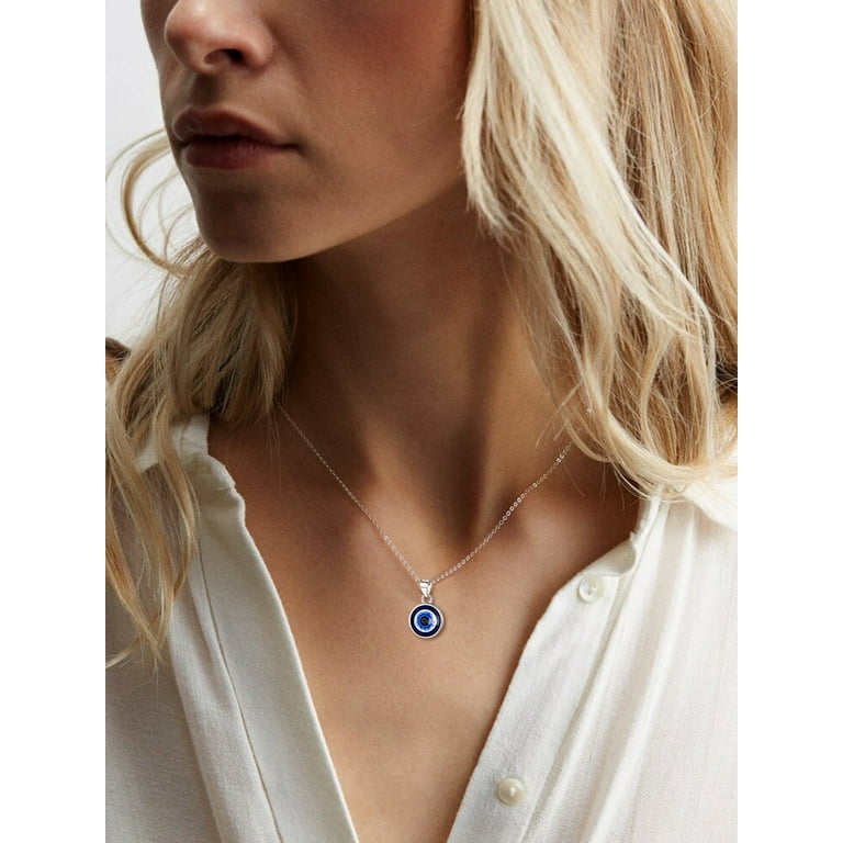 Blue eye necklace silver store