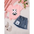GobdXE Girls Cute Cow Print T-Shirt & Denim Skirt Set Color:Pink,Size:2 ...