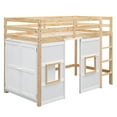 Euroco Wood Twin Loft Bed, House Storage Bed with Window and Movable ...