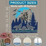 Wolf Pack Forest Drawing Template 11.8x11.8inches Reusable Flying Birds ...