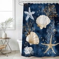 Coastal Bathroom Shower Curtains with 12 Hooks Polyester Waterproof ...