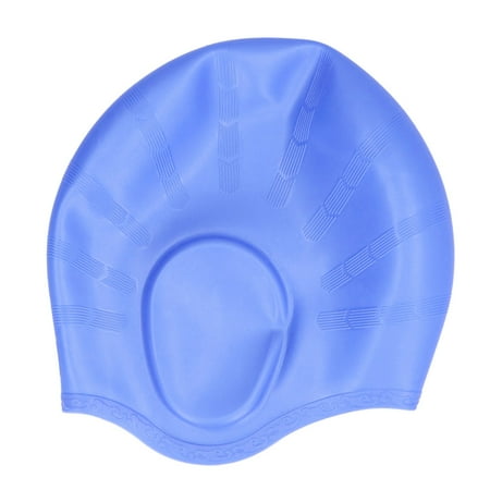 Blue Swimming Hat, Silicone Material Ear Pocket Design Swimming Hat For ...