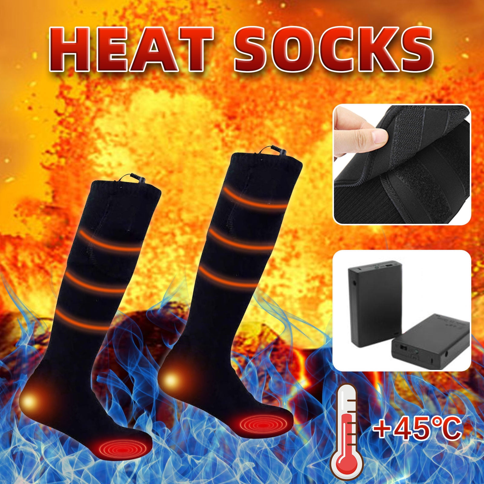 EQWLJWE Women Electric Heated Socks Battery Outdoor Warm Winter Long ...