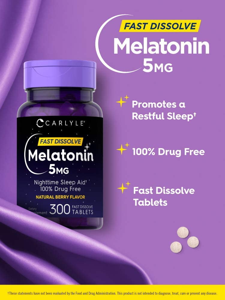 Melatonin 5 Mg Fast Dissolve 300 Tablets Nighttime Sleep Aid